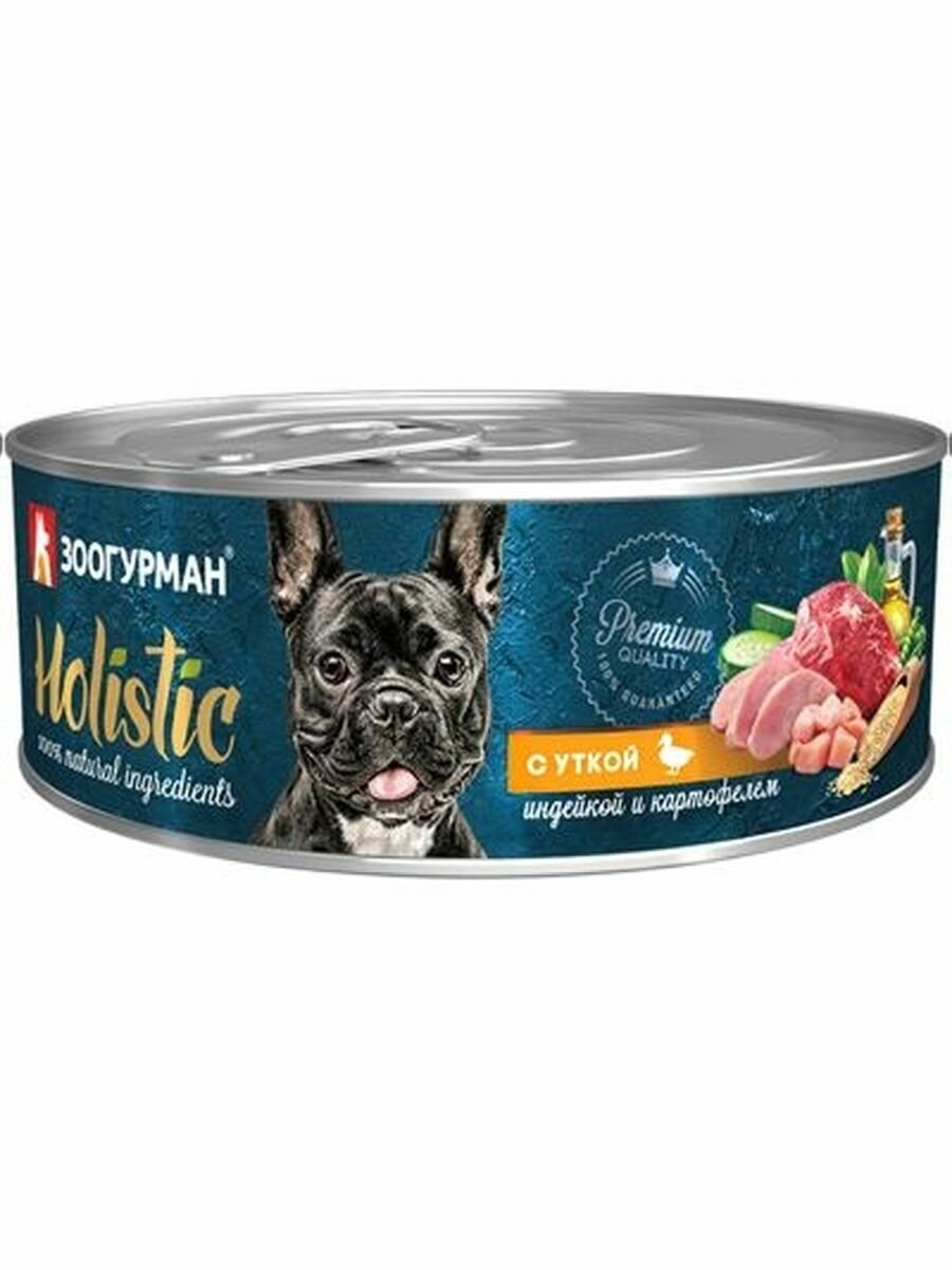 Корм влажный Зоогурман Holistic утка и индейка и картофель для собак 100 г х 6 шт.