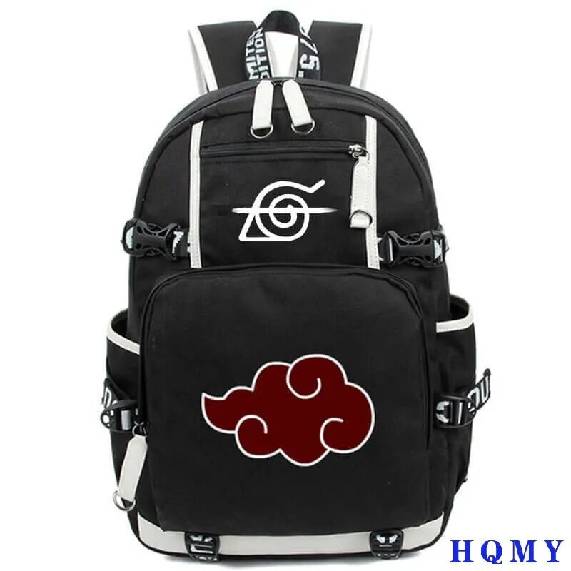 Рюкзак школьный Anime Cosplay Akatsuki с принтом облака, черный, для мальчиков, для ноутбука