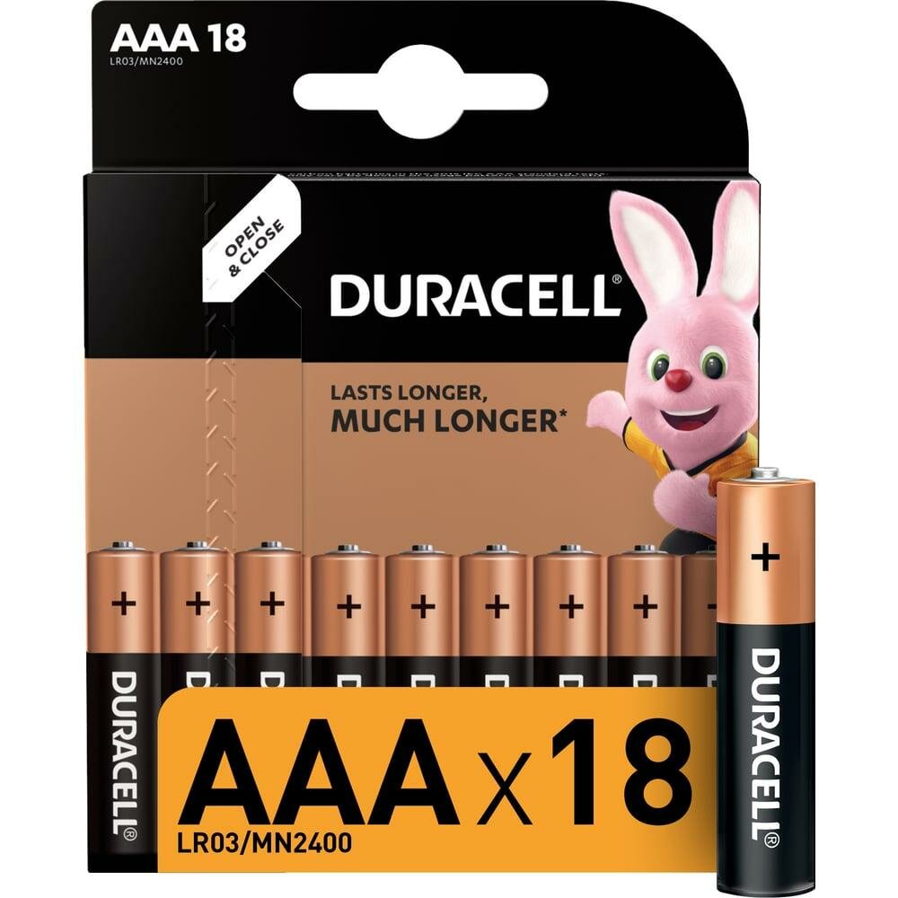 Батарейки Duracell, щелочные размера AAA, 18шт Б0014449