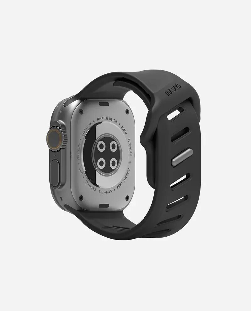Ремешок для смарт-часов Aulumu A02 из фторэластомера для часов 44mm/42mm/45mm/49mm, черный цвет — фото 1