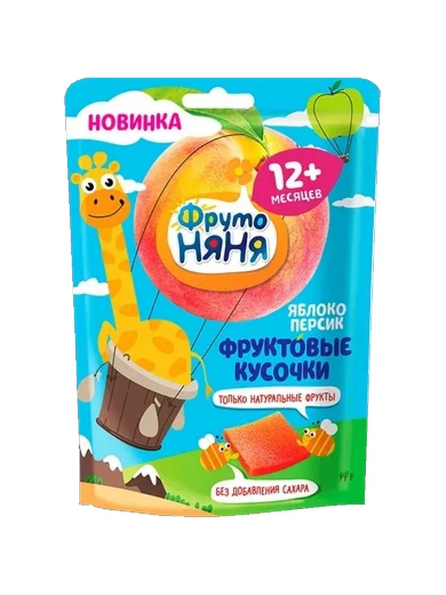 ФрутоНяня Фруктовые кусочки Яблоко/персик 10шт