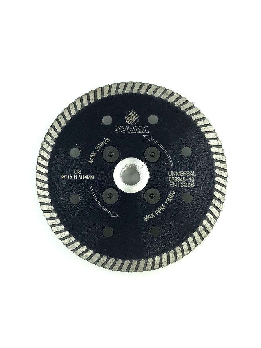 Отрезной алмазный диск D115*2,4*7 M14 с фланцем, DS турбо по граниту Sorma,