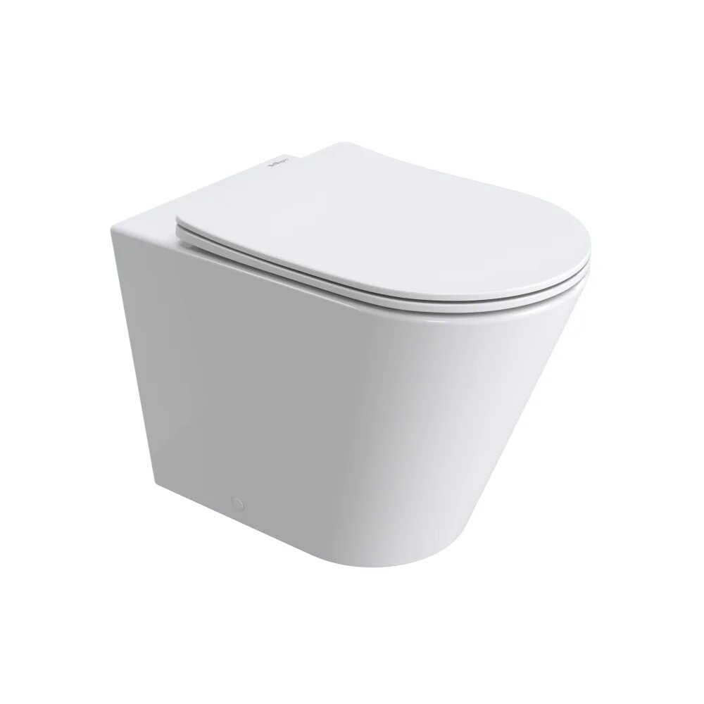 Унитаз приставной напольный BelBagno Flay BB1003CB-TOR/SC с микролифтом, безободковый, без бачка, антивсплеск, фарфоровый, белый, глянцевый, овальный, сиденье для унитаза в комплекте