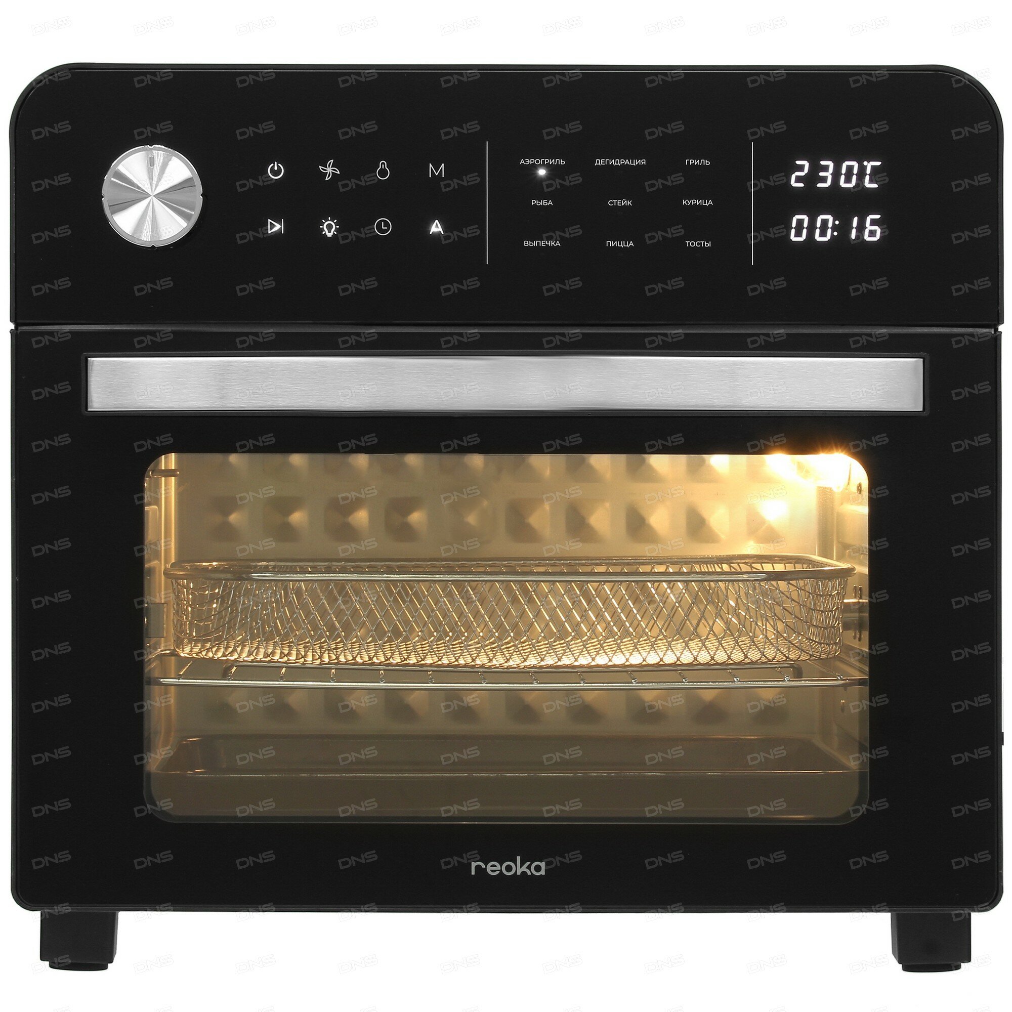 Мини-печь Reoka RKBM-M618, сенсорное управление, 23л, чёрная
