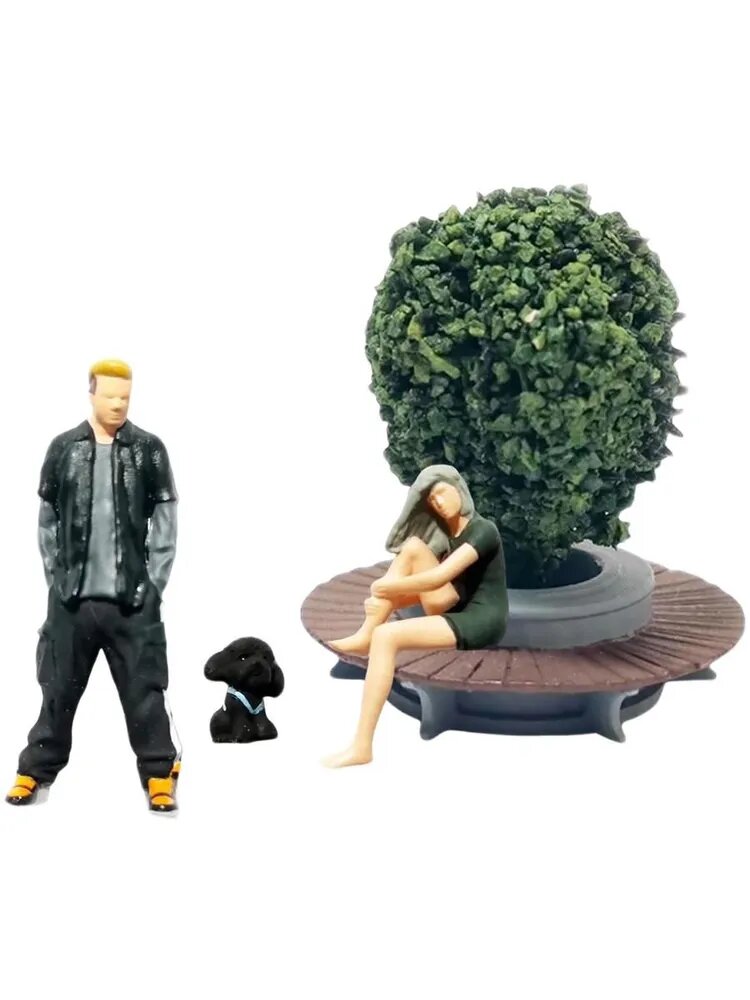 Миниатюрные фигурки людей для диорам масштаб 1:64, ручная роспись, набор из 4 штук для макетов и сцен