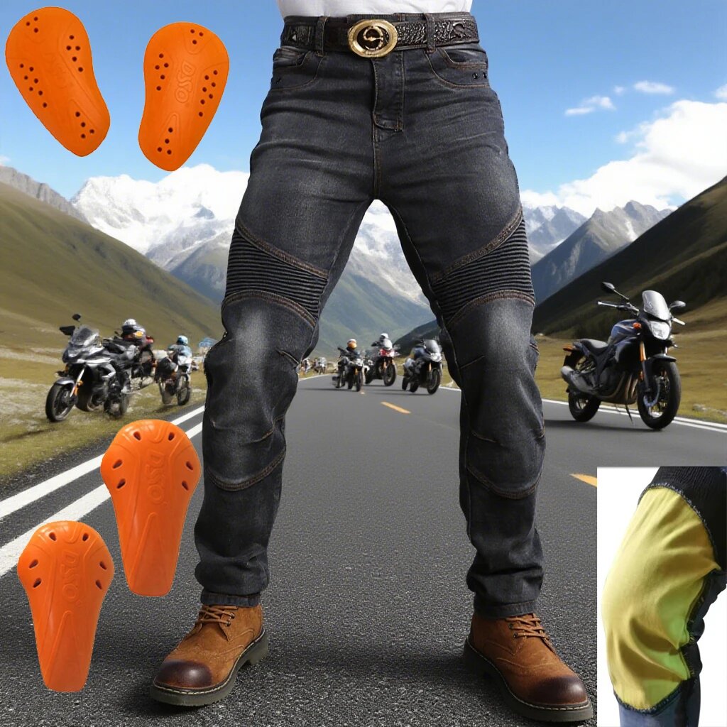 Мужские Мотоджинсы Из Кевлара И Арамида, Огнестойкие, С Защитой Коленей, Для S, 03 Black 107