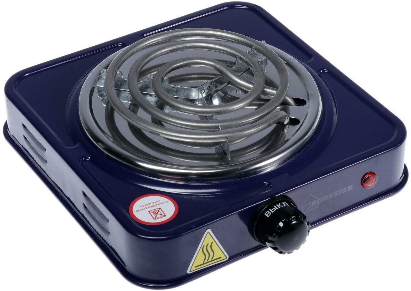 Плитка электрическая HOMESTAR HS-1103, 1000 Вт, 1 конфорка, цвет "сапфир"