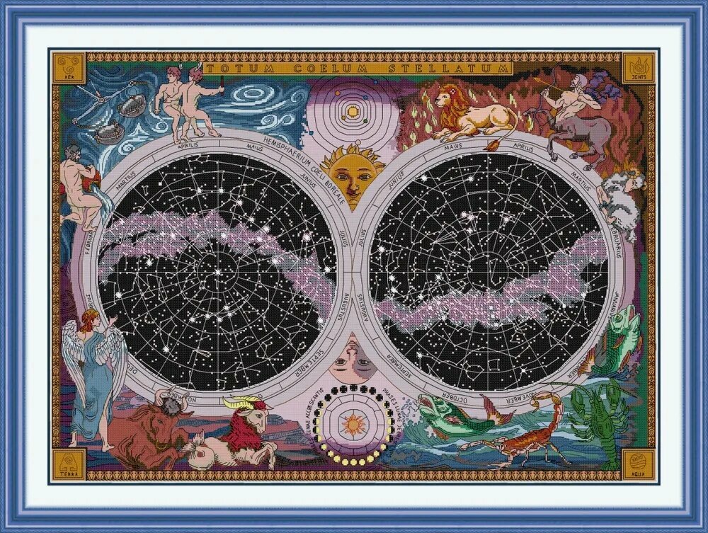 NKFвышивка крестом наборы, Схема на 14CT "Карта ночного неба",73*54CM