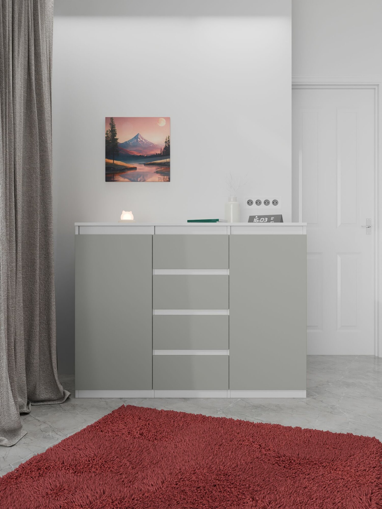 Комод для белья и одежды тоскана, 120х91х50.4 см, белый - шиншилла серая