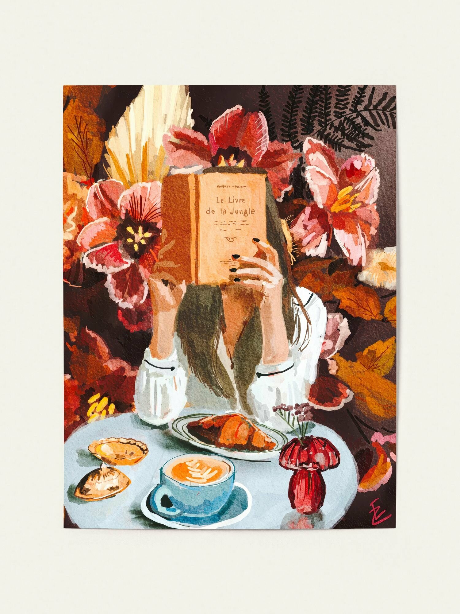 Постер "Девушка с книгой" 60х90 на стену для интерьера без рамки — фото 1