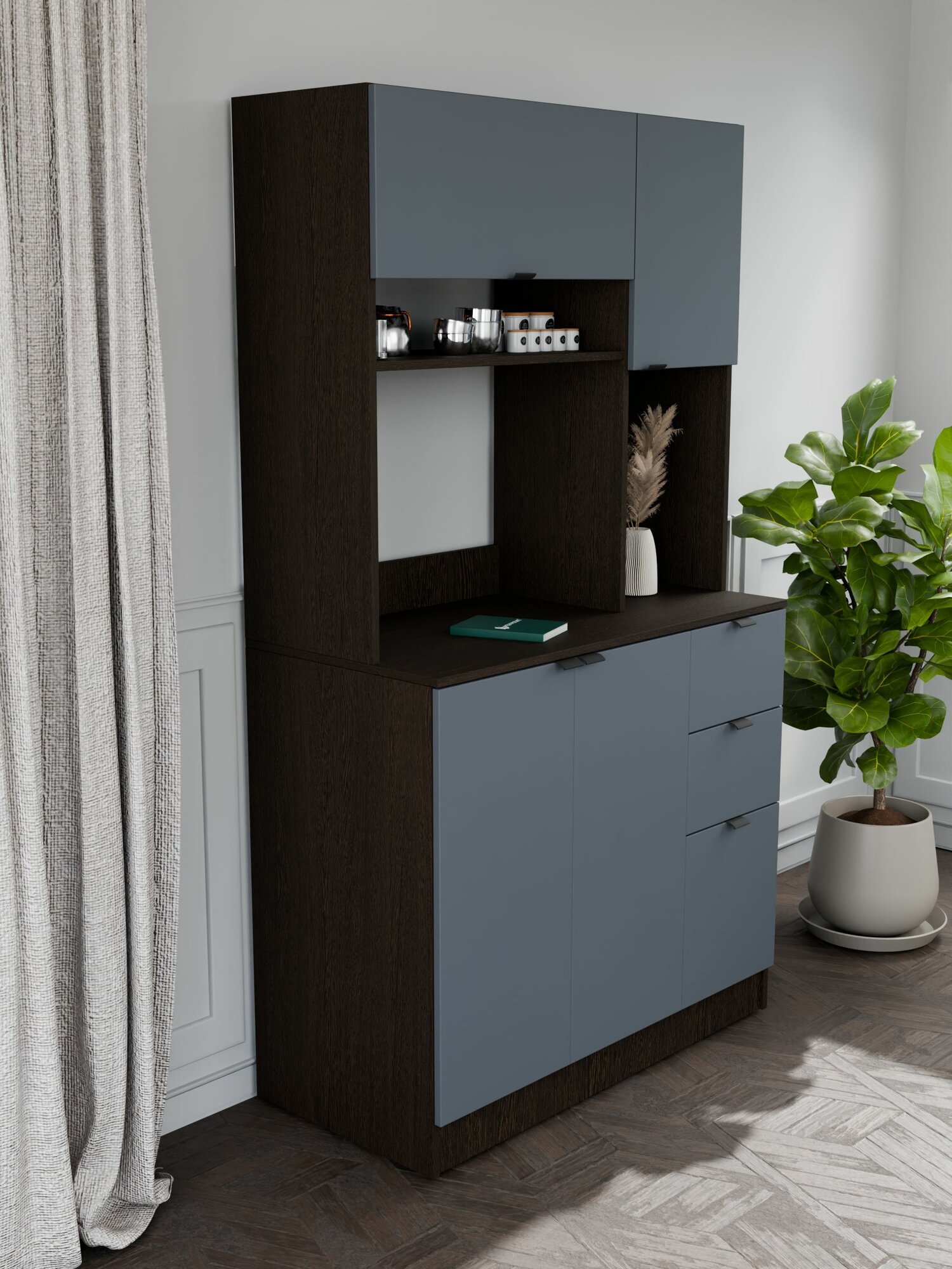 Изумлит Буфет Вилладж 100*180.4*48.7 см (ШхВхГ), венге-графит