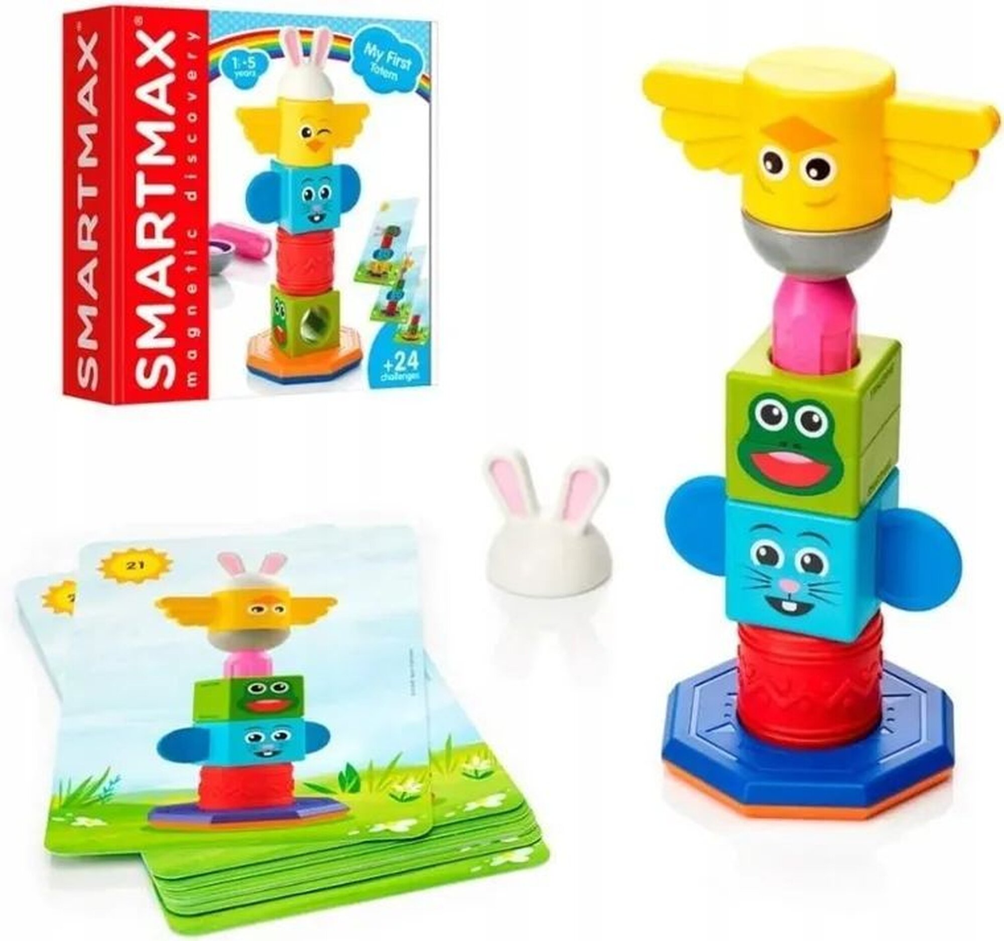 Магнитный конструктор SmartMax "My First Totem", 7 элементов, 24 карточки, для малышей