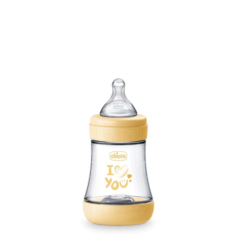 Бутылочка для кормления Chicco Perfect 5 Bottle, объём - 150 мл / Жёлтый (0м+, медленный поток)