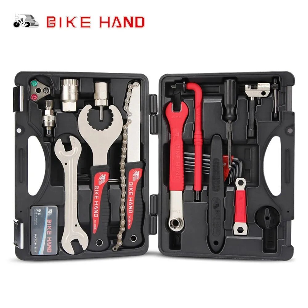 BIKE HAND YC-728 Мультиключ для ремонта велосипедов с набором инструментов, черный — фото 1