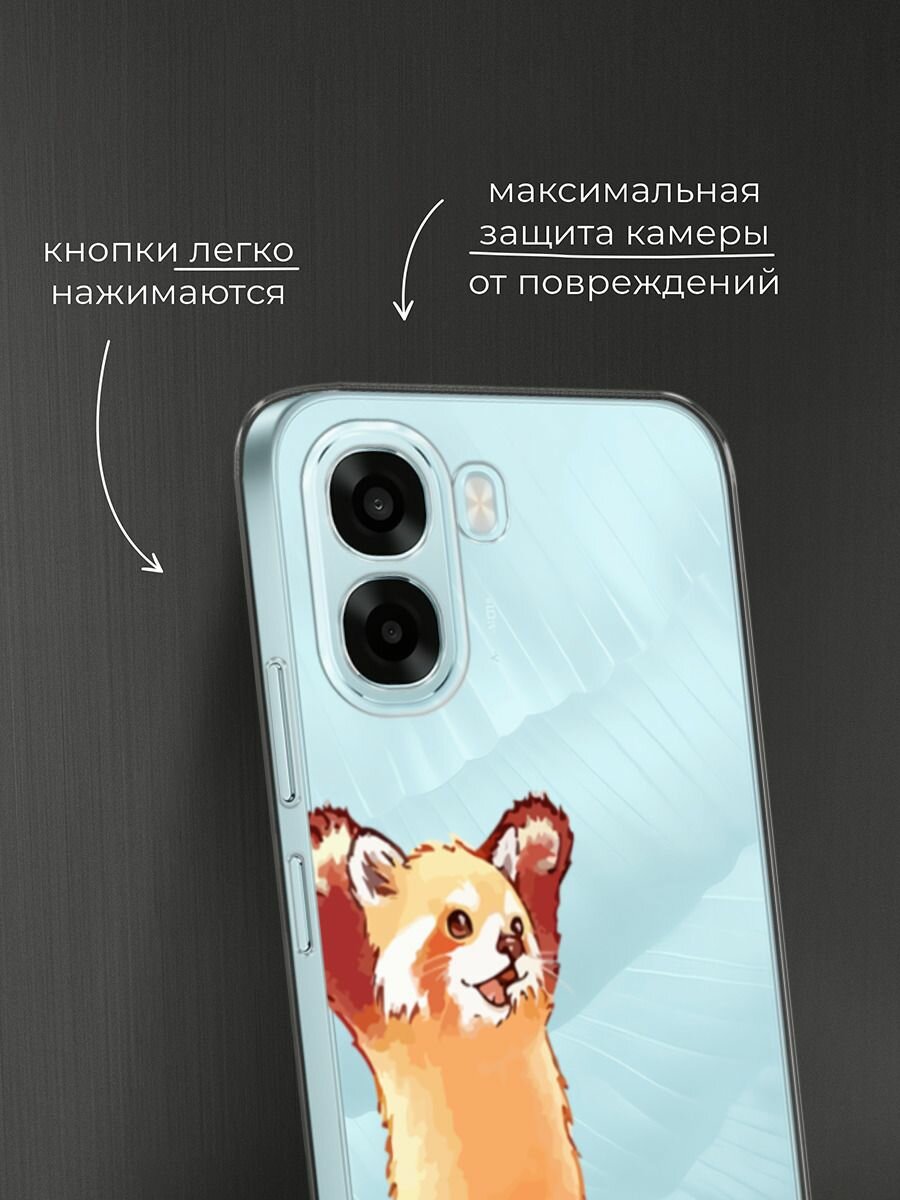 Чехол на Oppo A6x / Оппо A6x с принтом Красная панда в полный рост, прозрачный — фото 1