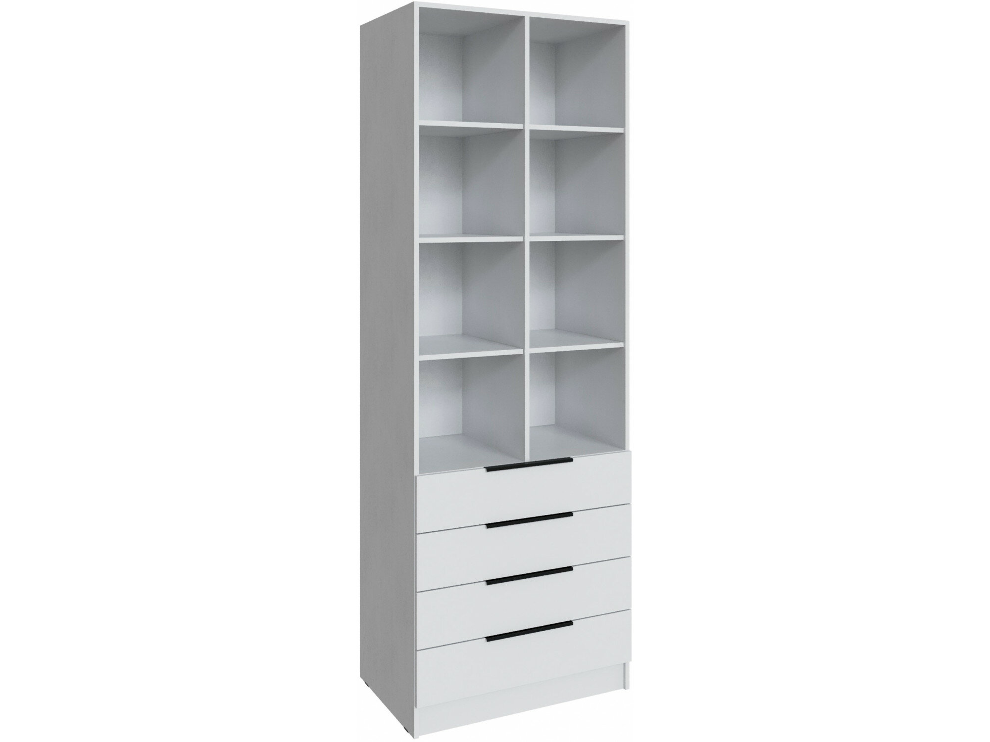 Стеллаж в современном стиле с четырьмя ящиками, Белый (ЛДСП)