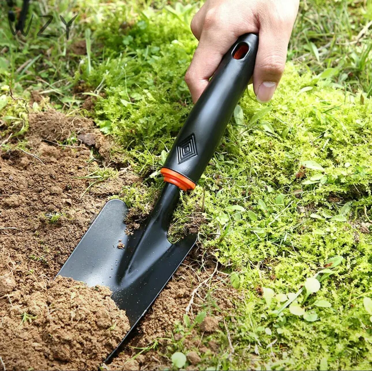 Совок садовый, Металл, рукоять Резина, 16 см