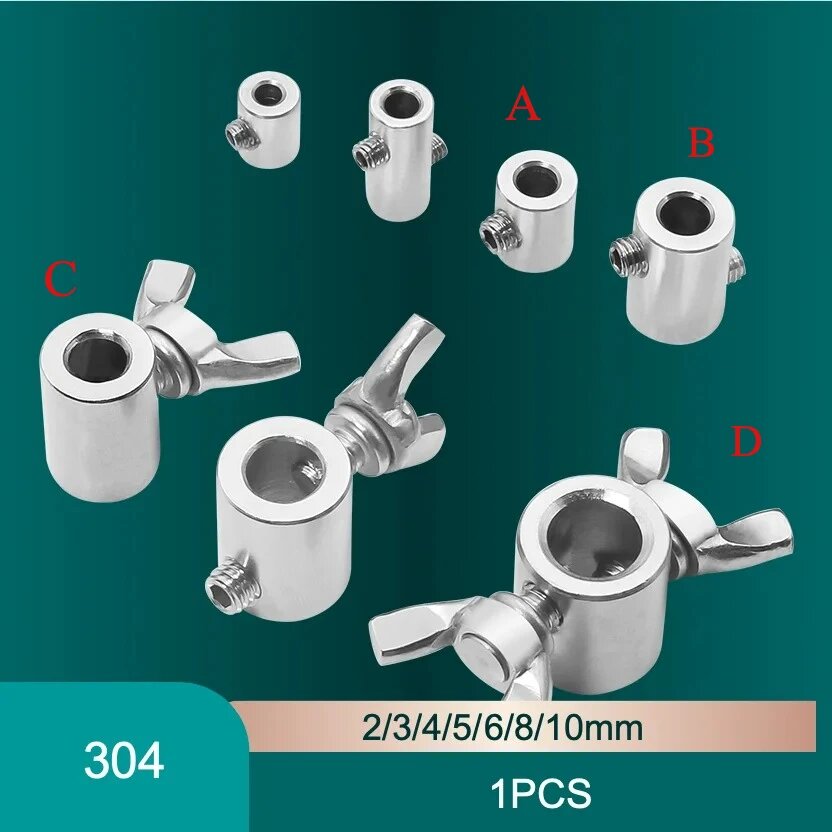 1 шт, 2 мм, 3 мм, 10 мм, 304, пряжка-бабочка из нержавеющей стали, зажим для троса, одинарный двойной многожильный винтовой замок, ручной поворотный зажим