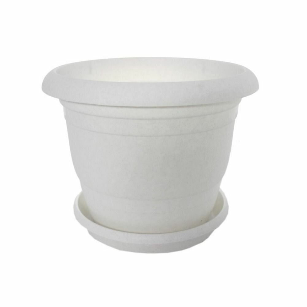 Кашпо для цветов Ангора пластиковое "Toprak", 8.5 л, диаметр верха 295 мм, высота 250 мм, с поддоном, мрамор А5240мр