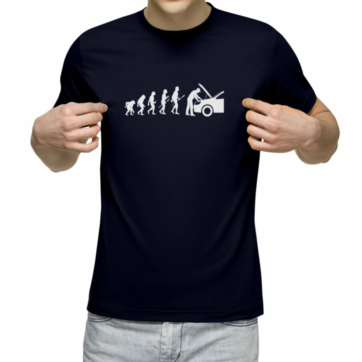 Мужская футболка «механик автомеханик автотехника автослесарь мастер» (темно-синий, 2XL)