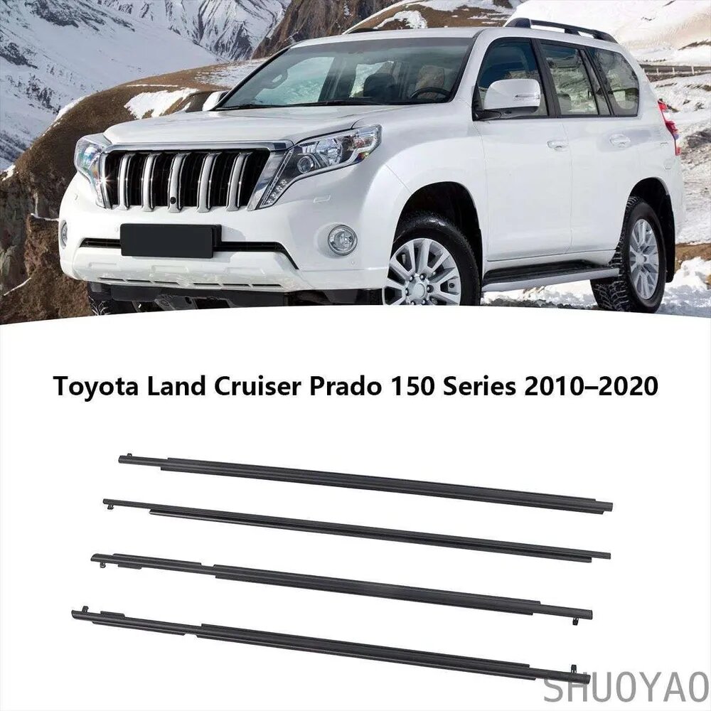 Уплотнитель автомобильный для Toyota Land Cruiser Prado 150 Series 2010-2020, резиновый черный, комплект