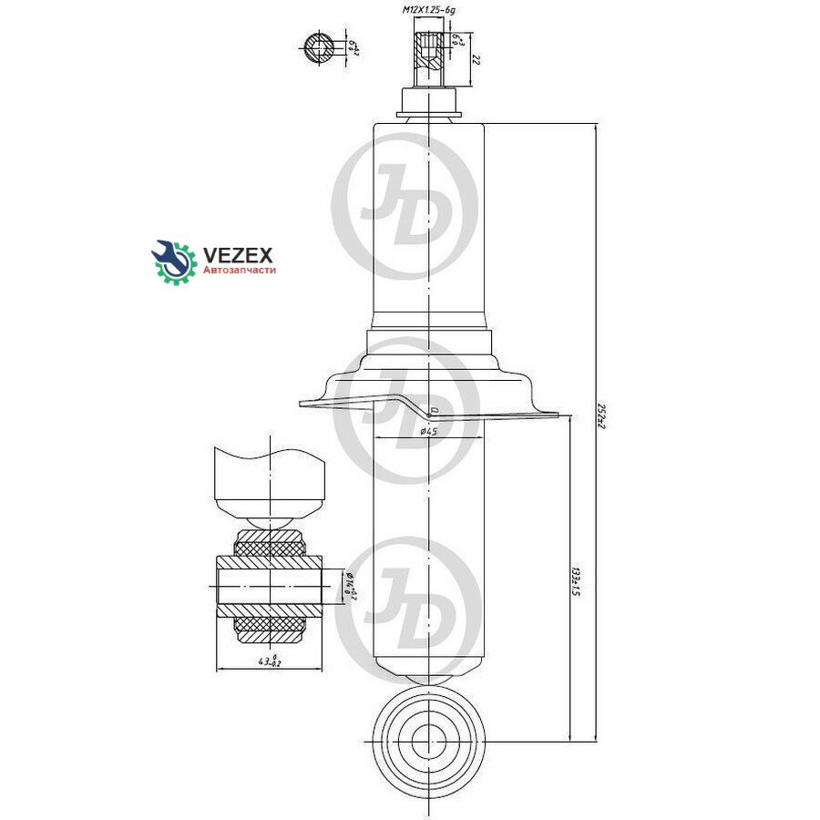 JUST DRIVE JAA0164 Амортизатор газомасляный задний /341275/