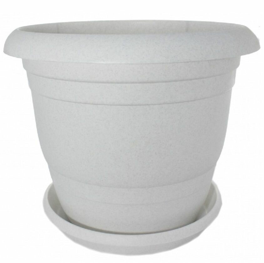 Кашпо для цветов Ангора пластиковое "Toprak", 470 л, диаметр верха 420 мм, высота 390 мм, с поддоном, мрамор А5280мр