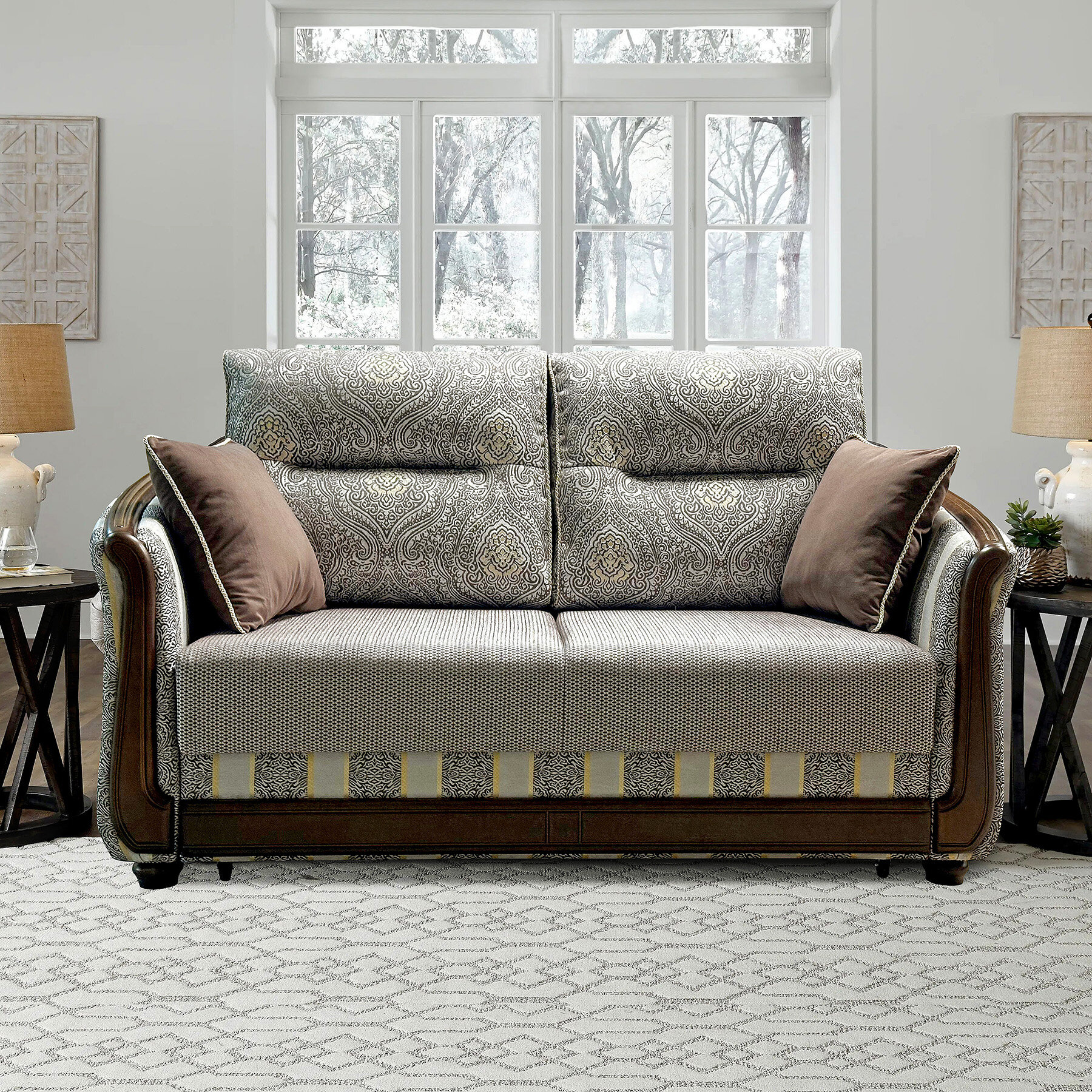 Диван-кровать Бустер New, СТД , высокая спинка, мягкий, удобный, красивый, классический, деликатная ткань, жаккард