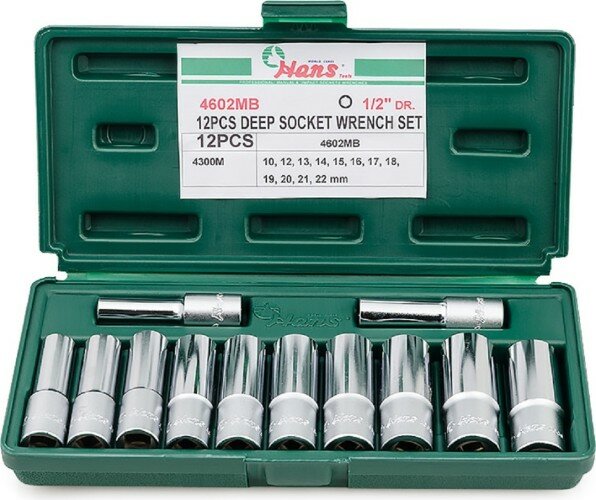 Набор 6-ти гранных головок HANS 4602MB 10-22 мм, 12 пр