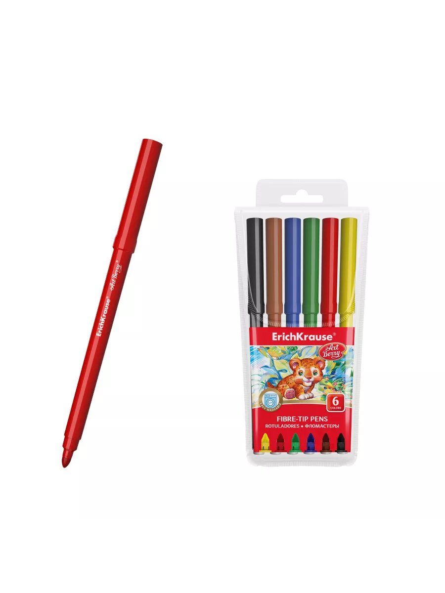 Фломастеры ArtBerry Super Tip Easy Washable 6 цветов