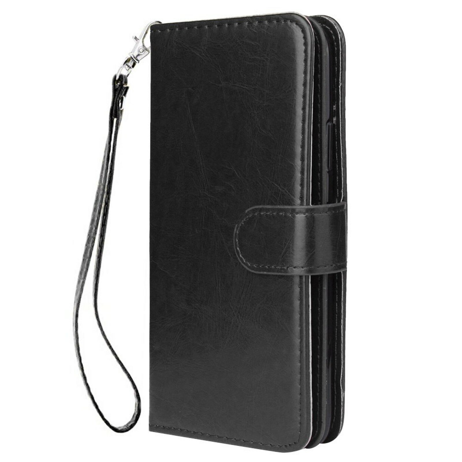 Чехол-книжка MyPads для Samsung Galaxy A01 SM-A015F (2020) из импортной искусственной кожи с подставкой и визитницей, чёрный