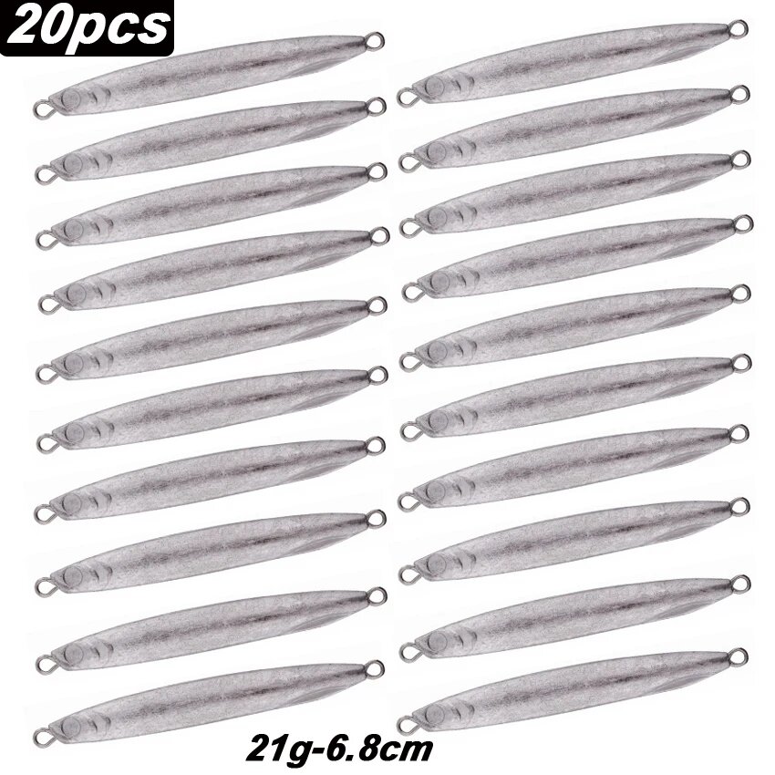20 шт, пустая металлическая приманка для берегового литья, отсадка, неокрашенная приманка, 7 г-40 г, приманки для ложки, приманки для морской рыбалки, искусственные приманки, снасти