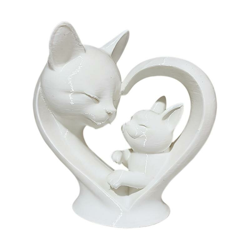 Статуэтки кошек «Мать и дитя», Белый