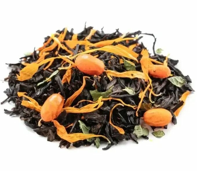 Чай "Русская чайная компания", чёрный, с облепихой, крупнолистовой 100 грамм