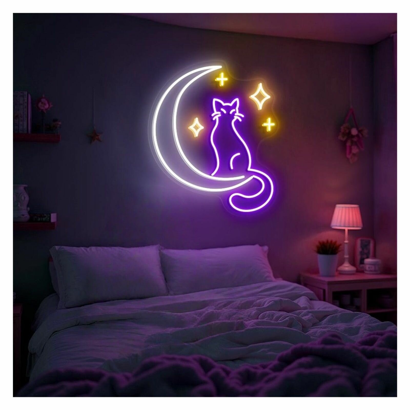 Неоновые Вывески Кошачья Луна 40смx48см