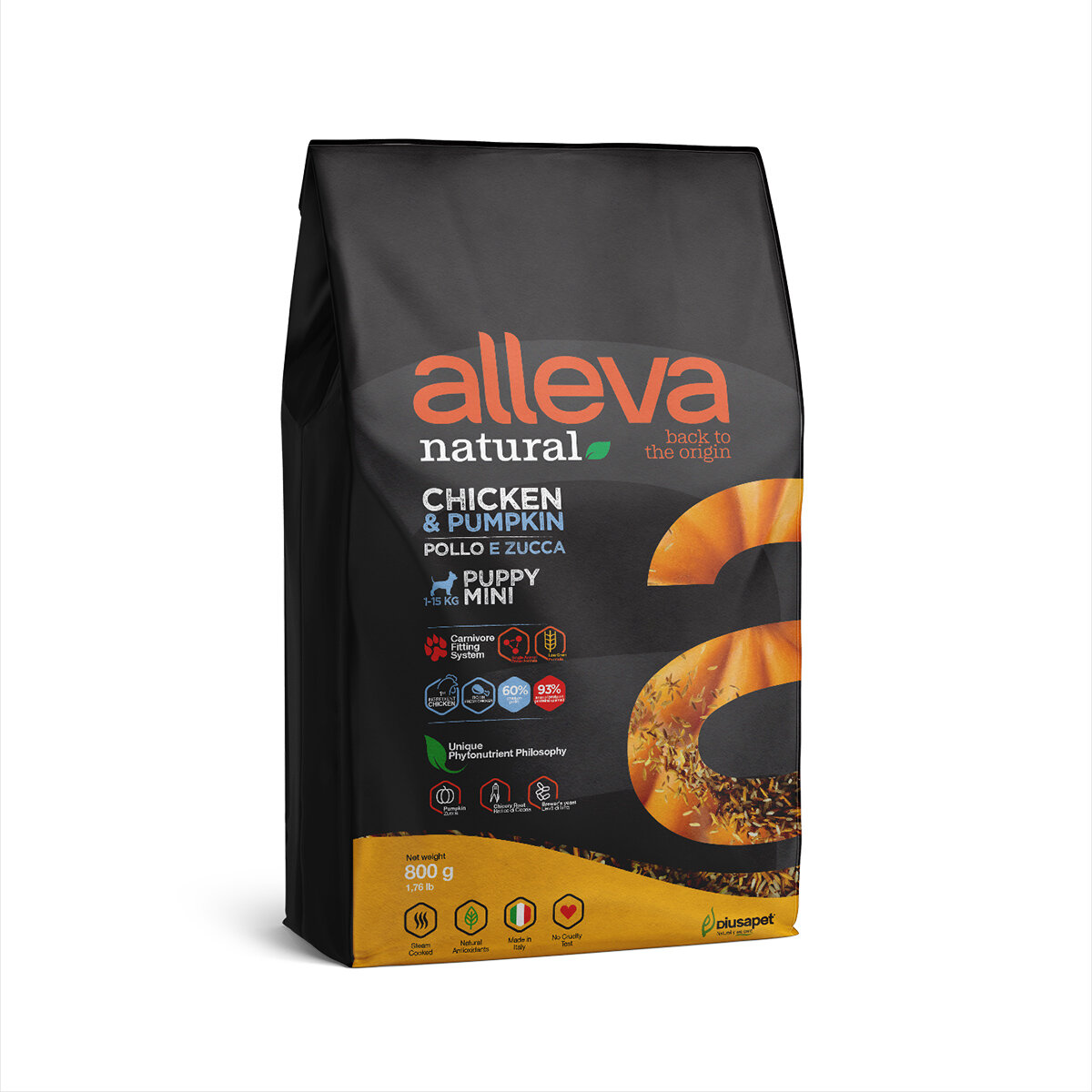 ALLEVA NATURAL PUPPY MINI CHICKEN&PUMPKIN низкозерн д щенков мал пор с курицей и тыквой 0,8 кг