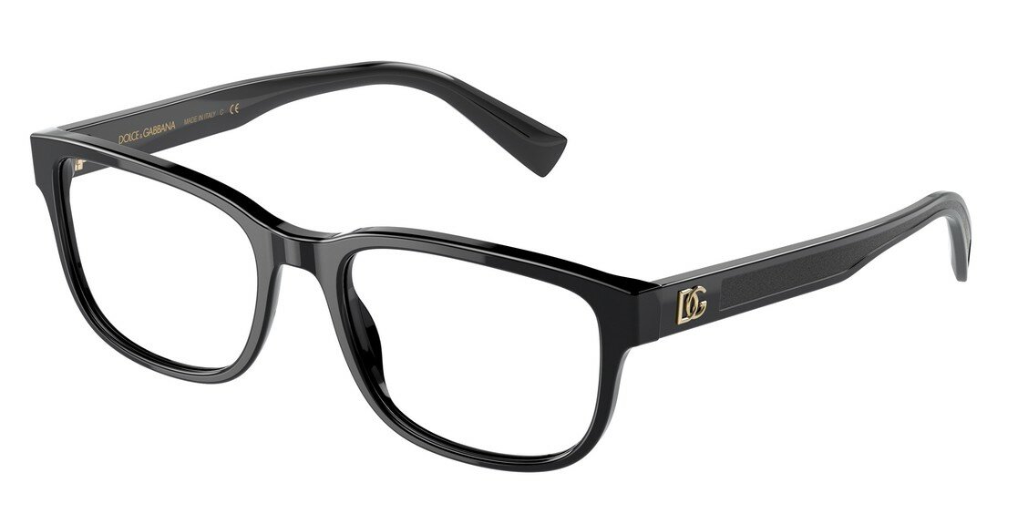 Оправа Dolce & Gabbana DG3341 501, черная, прямоугольная, ободковая, с футляром и салфеткой