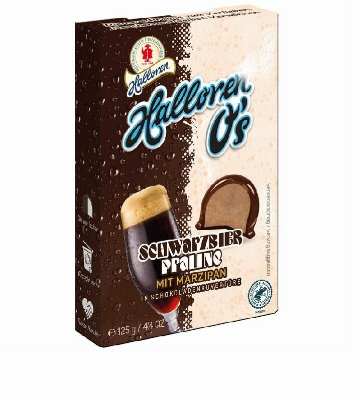Конфеты HALLOREN "Halloren O’s" Марципан с темным пивом /картон/ 125г