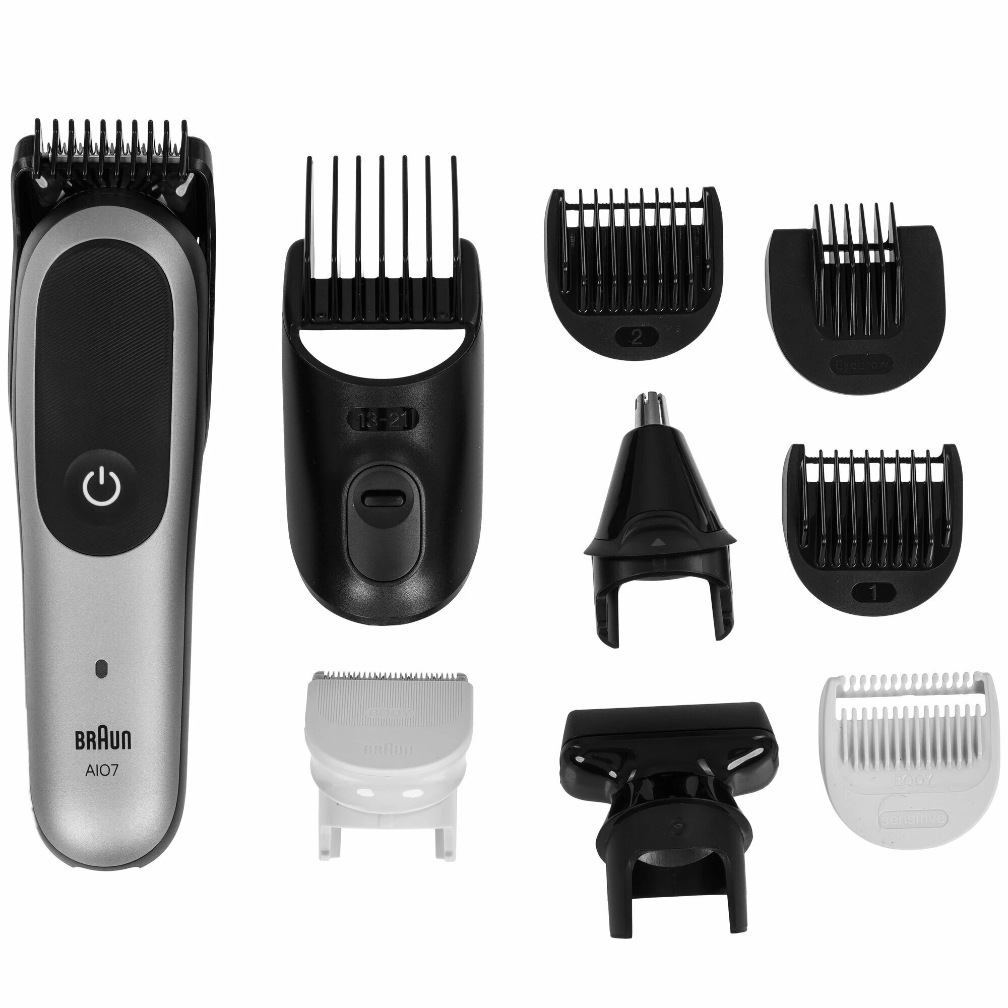 Триммер электрический Braun S7 AIO7560 универсальный 13в1 с косметичкой черный/серый графит