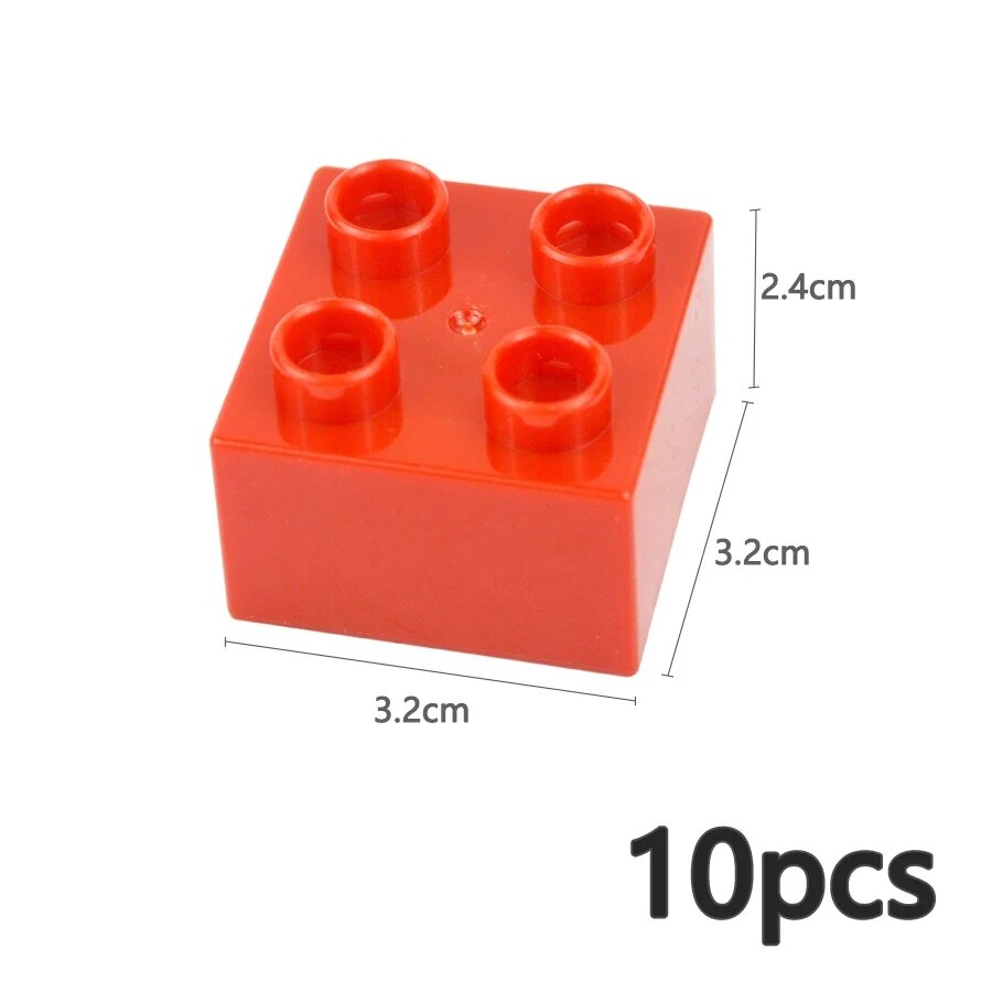 Красные строительные блоки 2x2, 10 шт.