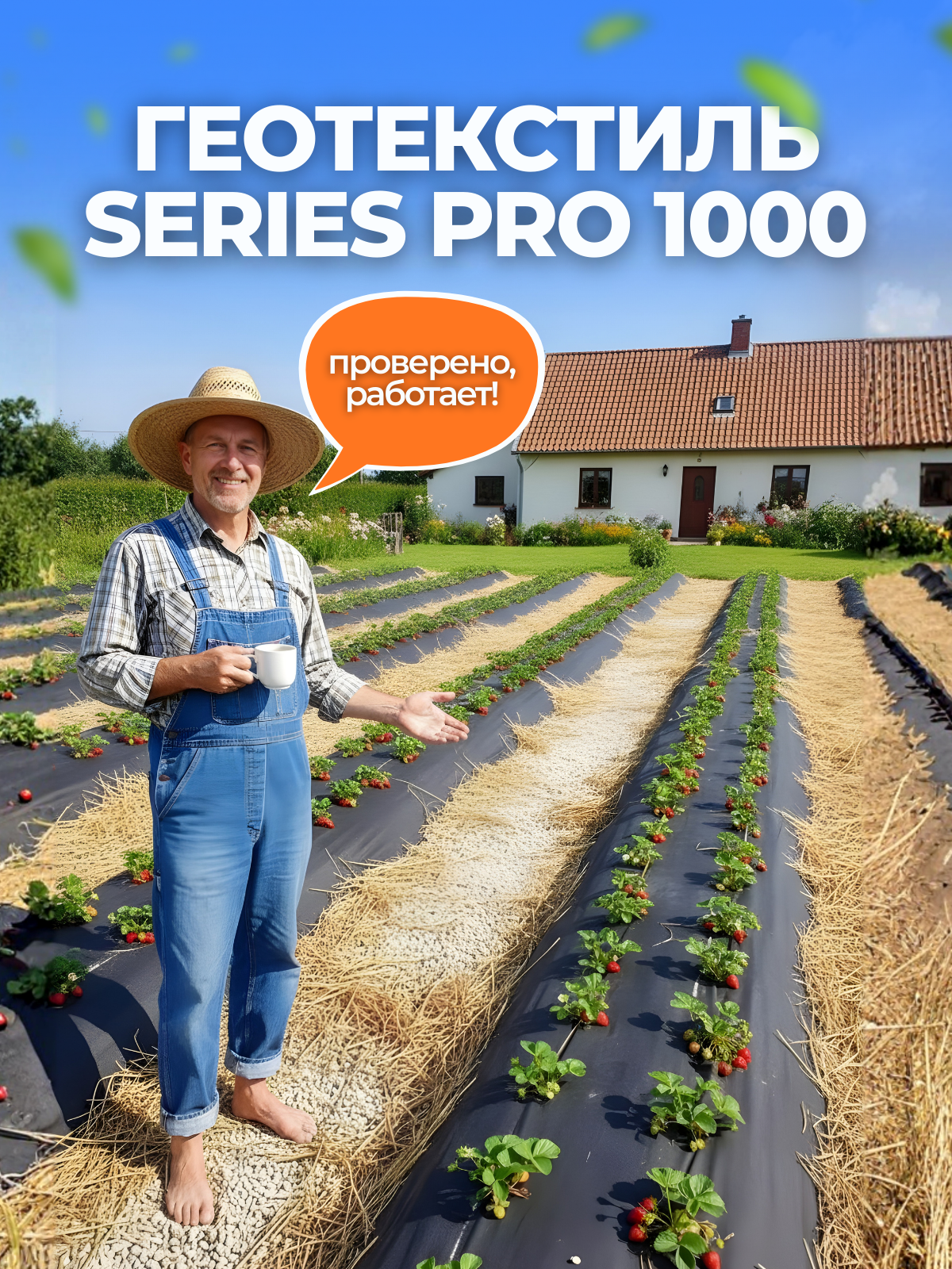 Геотекстиль PRO1000, черный, 1,6×10 м, укрывной материал от сорняков и защиты, спанбонд 16м2