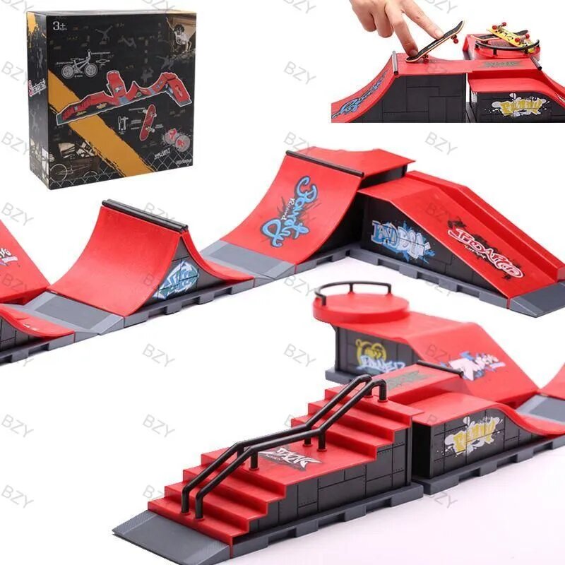 Набор рампы для пальчикового скейтборда Fingerboard - 6 стилей, для детей, металл, для трюков — фото 1