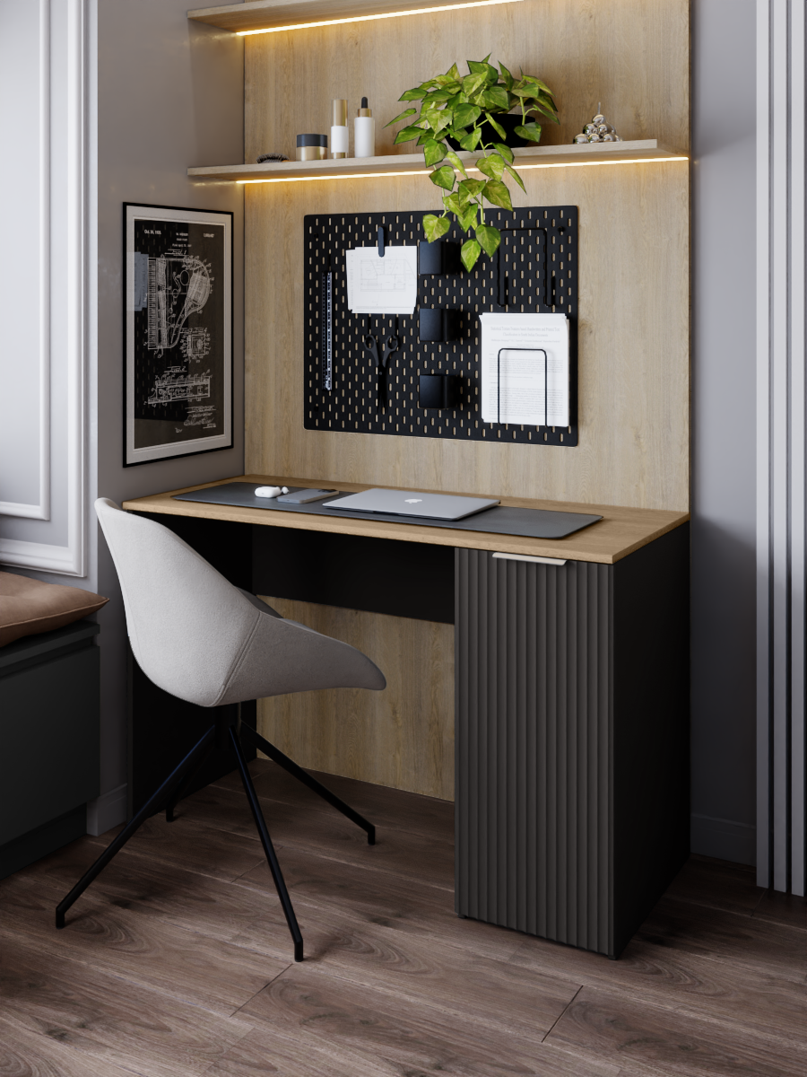 Стол письменный Салерно 16 графит 1 ящик 2 полки 120х50х76 см