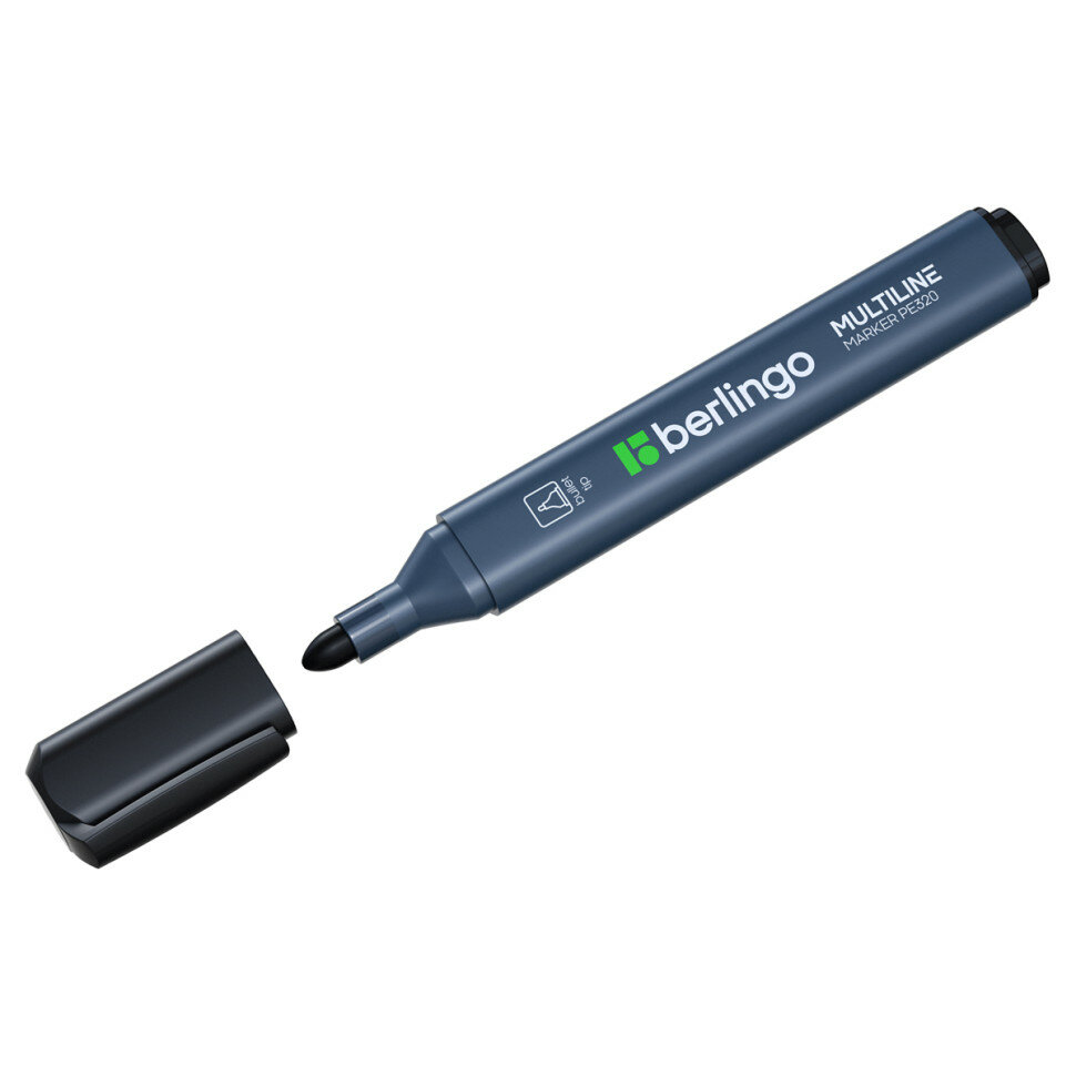 Маркер перманентный Berlingo "Multiline PE320" черный, пулевидный, трехгранный, 3мм, 312828