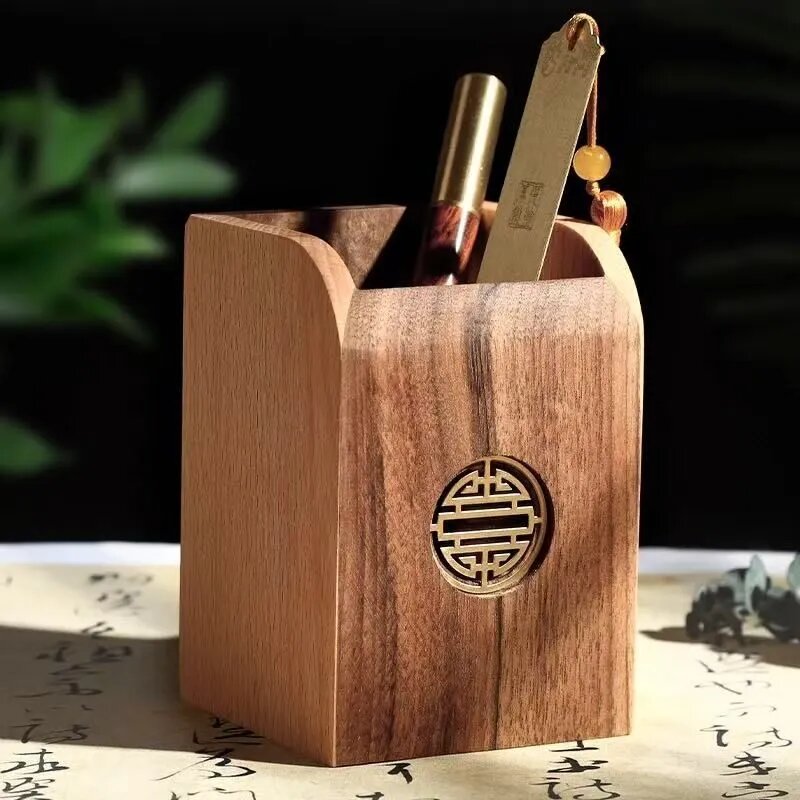 Пенал из натурального дерева для канцелярии, деревянный пенал прямоугольной формы