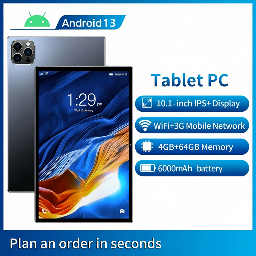 Планшет BDF, 10.1", 4/64ГБ, Wi-Fi+3G, Android