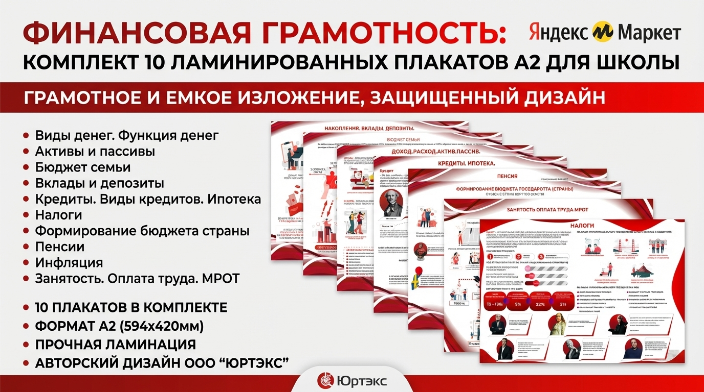 Комплект плакатов по курсу "Финансовая грамотность" в школе, А2