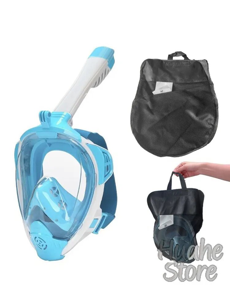 Аксессуары и запчасти для снорклинга Полнолицевая маска для снорклинга голубая