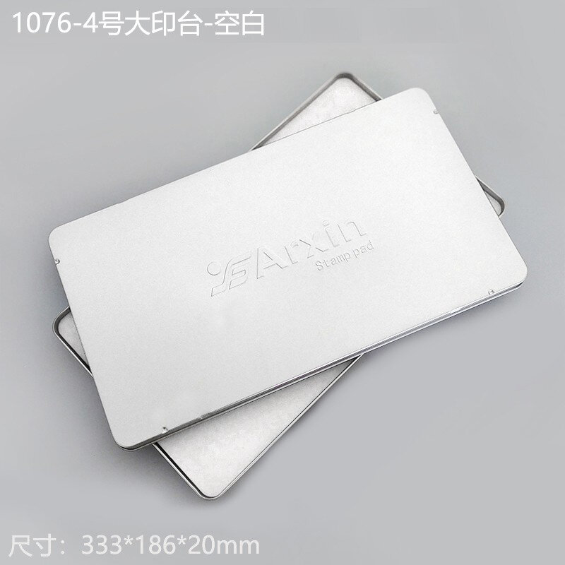 Красная прямоугольная железная коробка с штемпельной подушкой, сверхбольшой синий быстросохнущий штемпельный штамп для отпечатков рук и ног, зеленые и фиолетовые штемпельные чернила для офисного использования.