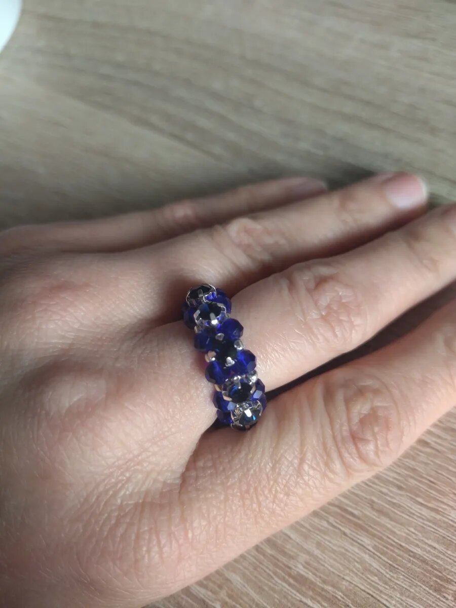 Кольцо, бисер, хрусталь